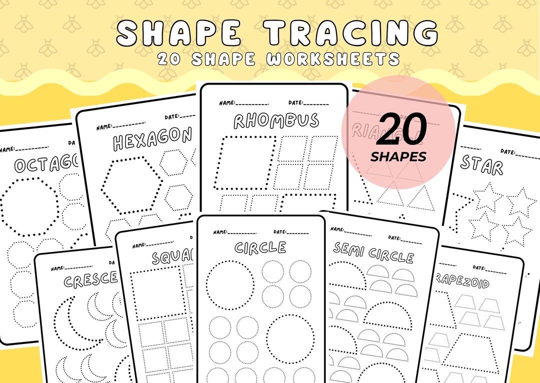 2D Shape Tracing Preschool Worksheet Fun Pre-writing Practice Tracing ...