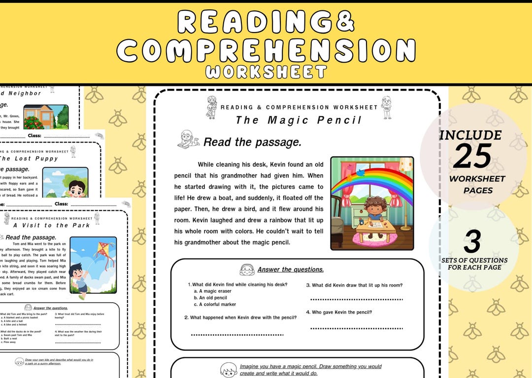 Reading & Comprehension Activity Book, Printable Activity Worksheets ...