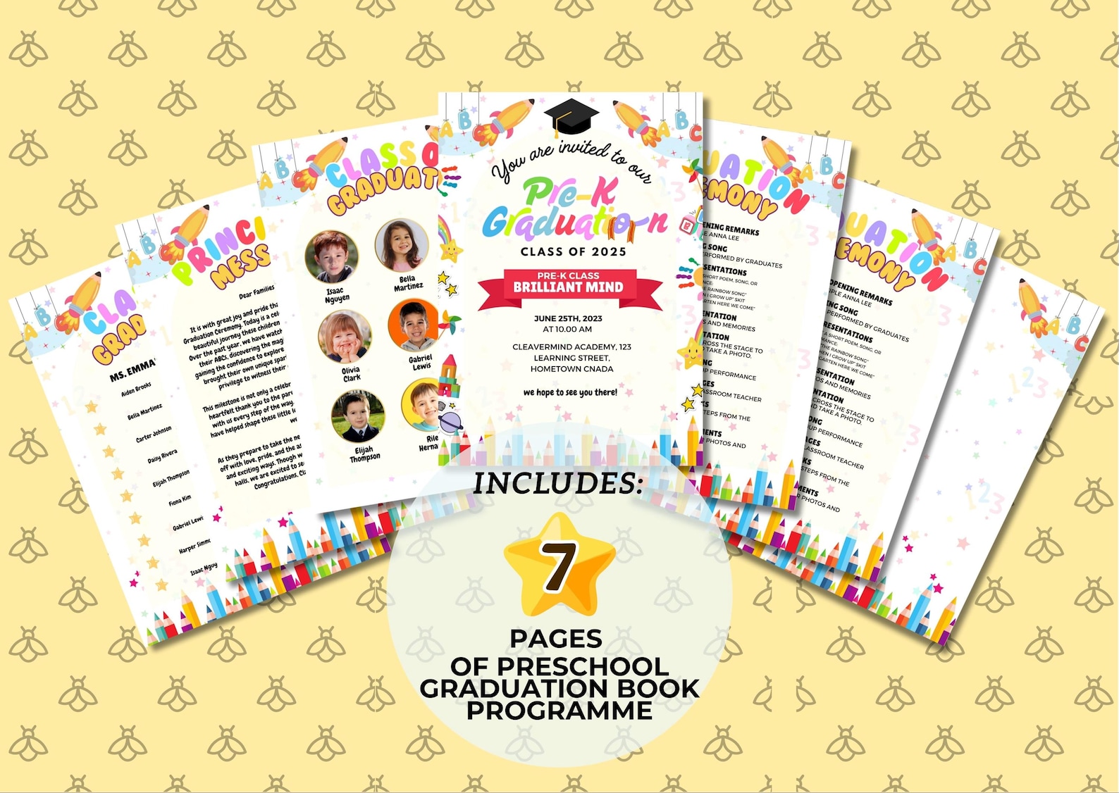 Preschool Graduation Program Template Class of 2025 Pre-k Printable ...