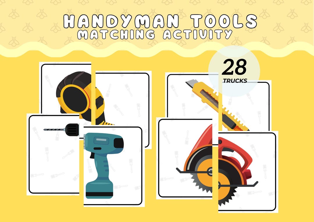 Matching Handyman Tools Activity Fun Construction Matching Game Fun ...