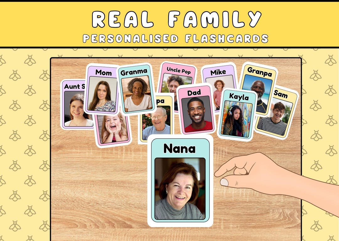 Personalised Family Members Flash Cards, Montessori Printable With Real ...