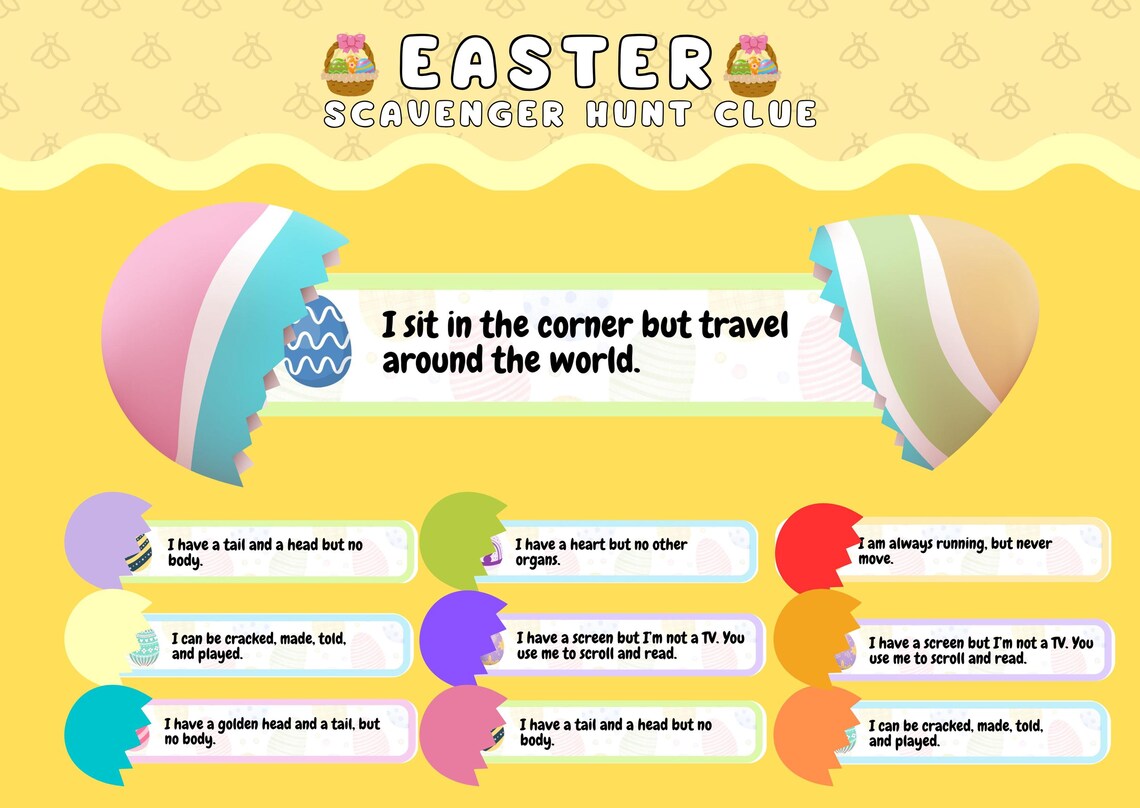 Easter Egg Scavenger Hunt Clues for Kids Teen Treasure Hunt Indoor and ...