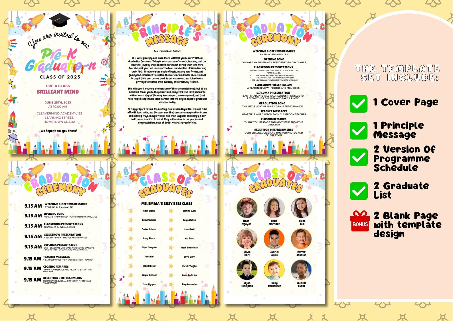 Preschool Graduation Program Template Class of 2025 Pre-k Printable ...