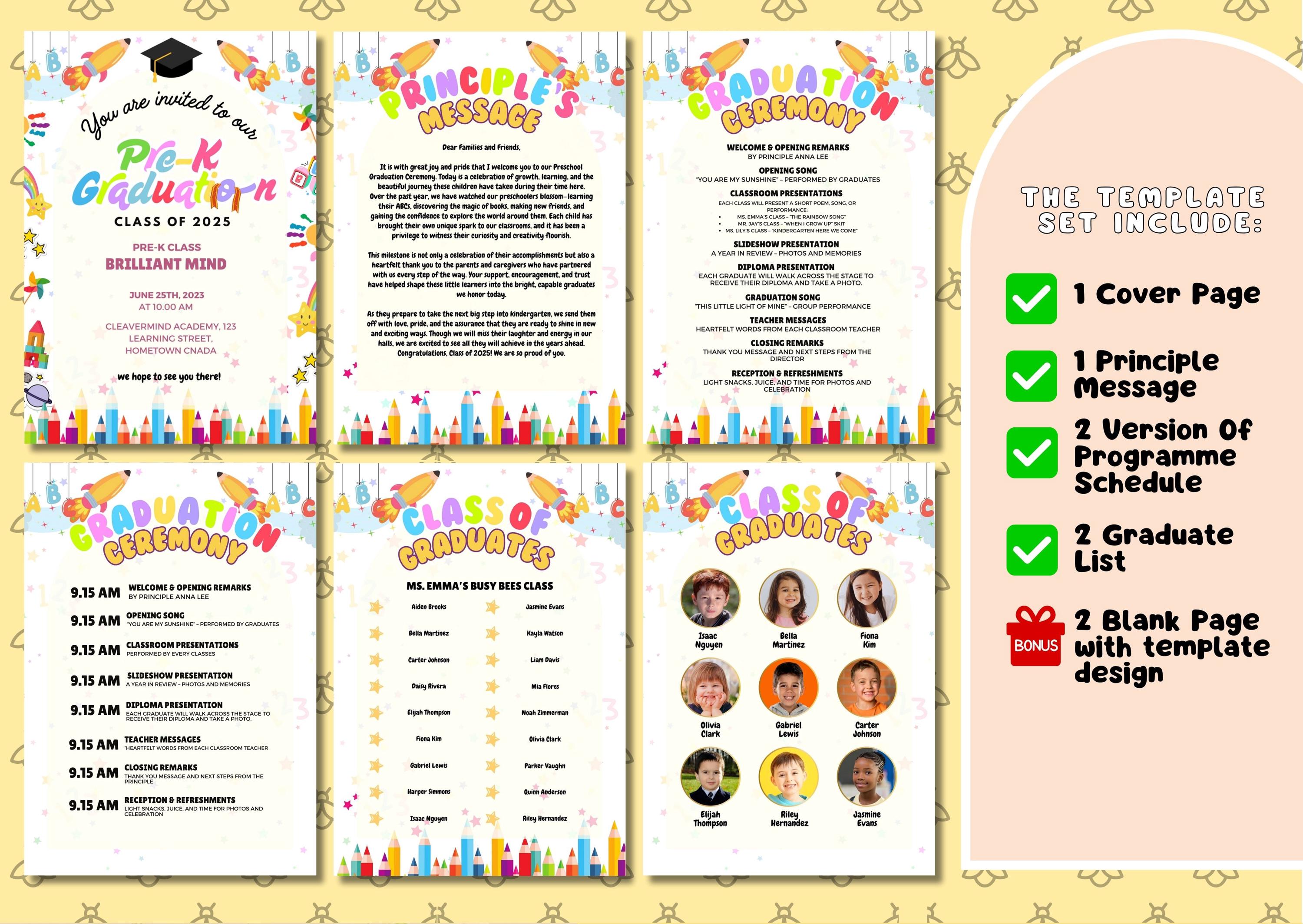 Preschool Graduation Program Template Class of 2025 Pre-k Printable ...