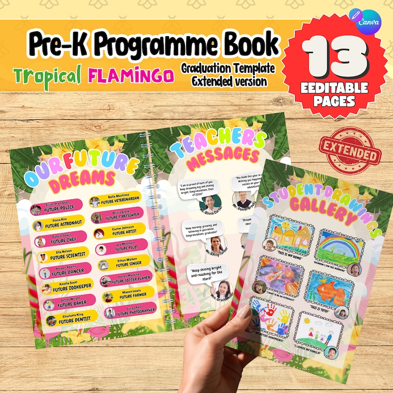 Tropical Kindergarten Graduation Program Flamingo Template Preschool ...