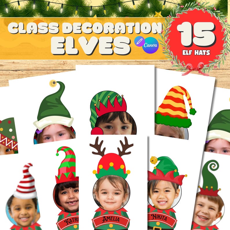 Christmas Bulletin Board Editable Canva Template Elves Classroom ...