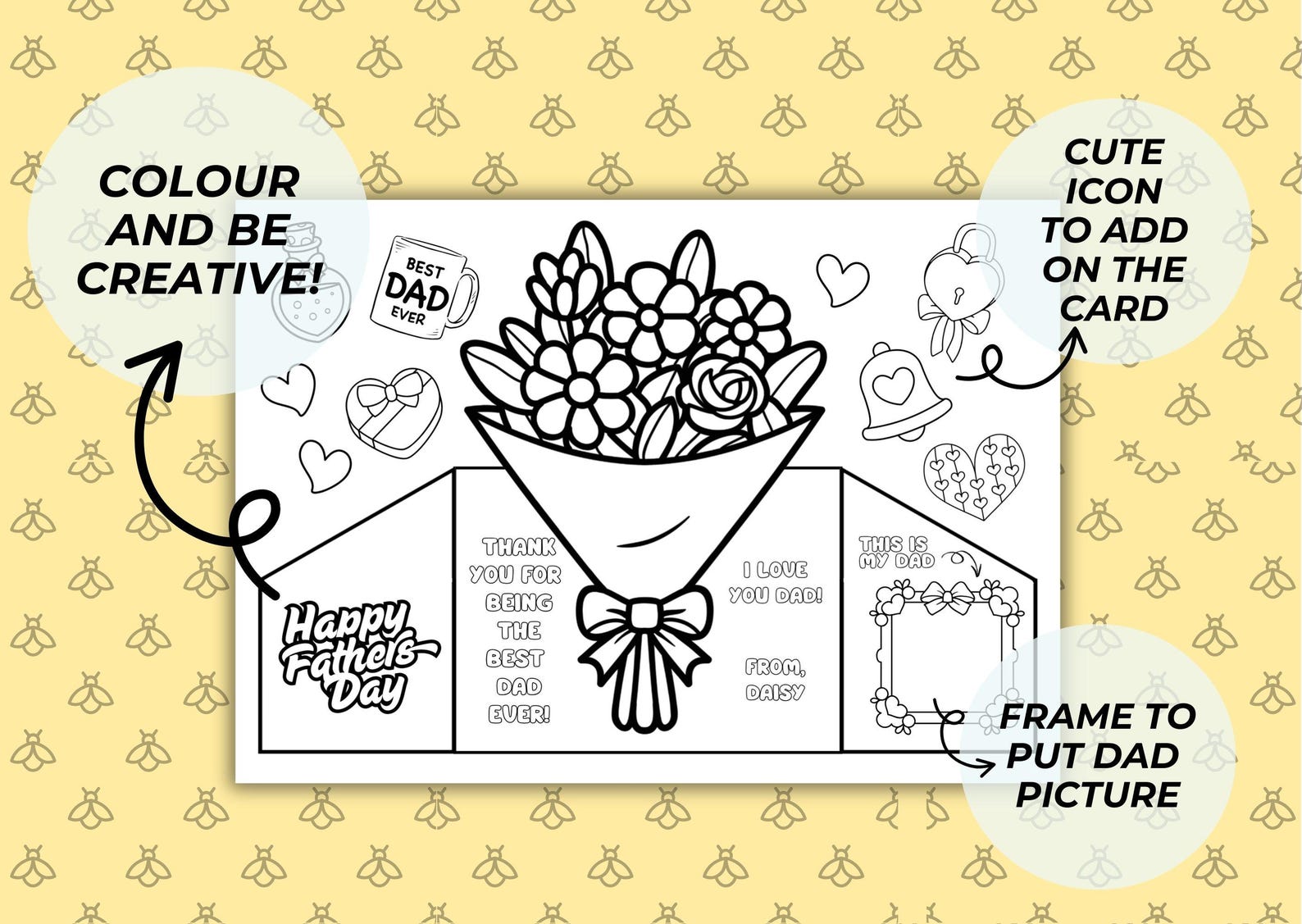 Fathers Day Card Printable Foldable Fathers Day Colouring Cards Fathers ...