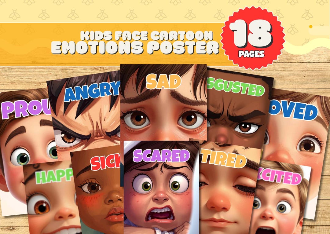 Realistic Kids Face Emotions Posters for Preschool Feelings Printable ...