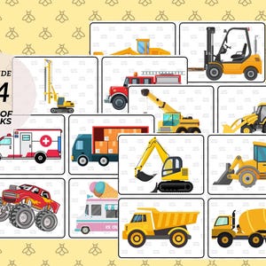 Matching Trucks Activity Printable Fun Transportation Matching Game Fun ...