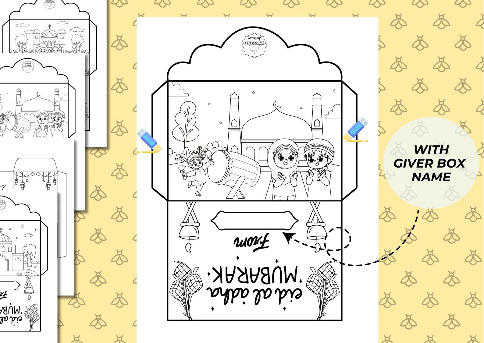 Eid Mubarak Colouring Money Envelope Printable Eid Envelope for Kids ...