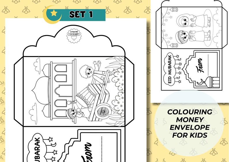Eid Mubarak Colouring Money Envelope Printable Eid Envelope for Kids ...