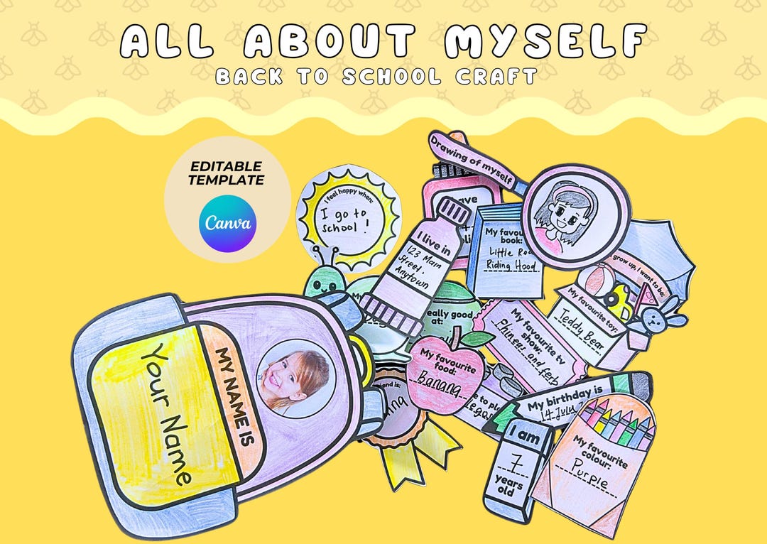All About Myself Back to School Craft Printable Fun Learning Activity ...