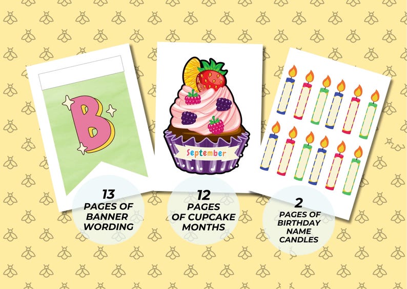 Classroom Birthday Display Cupcake Theme Birthday Chart for Preschool ...