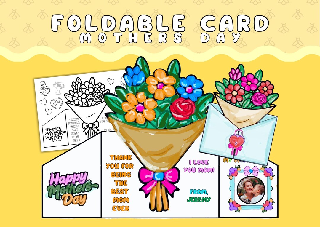 Mothers Day Card Printable Foldable Mothers Day Colouring Cards Mothers ...