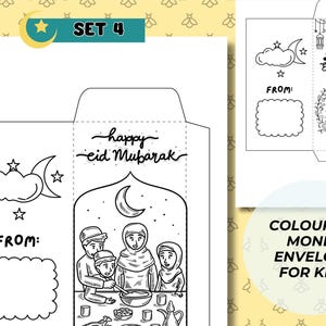 Eid Mubarak Colouring Money Envelope Printable Eid Envelope for Kids ...