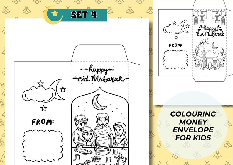 Eid Mubarak Colouring Money Envelope Printable Eid Envelope for Kids ...