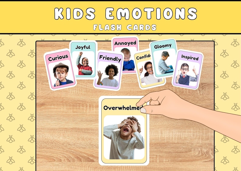 Kids Photo Emotions Flashcards, Printable Feelings Flash Cards, Real ...