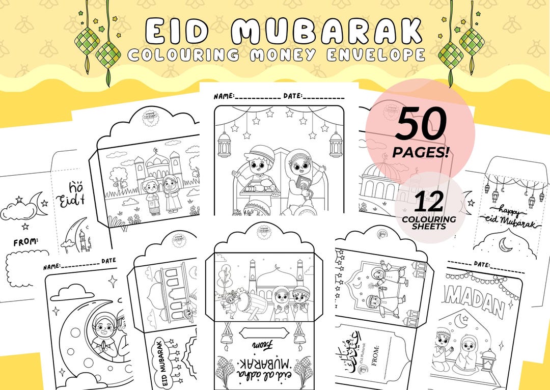 Eid Mubarak Colouring Money Envelope Printable Eid Envelope for Kids ...