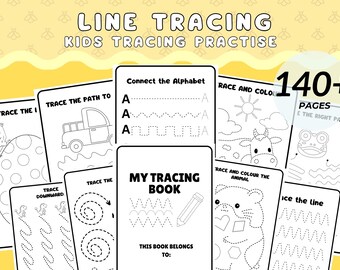 10 Preschool Line Tracing Worksheets Bundle, Line Trace Page Printable ...
