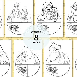 Mother's Day Craft Printable Gift for Mom Paper Cut Out Colouring Pages ...