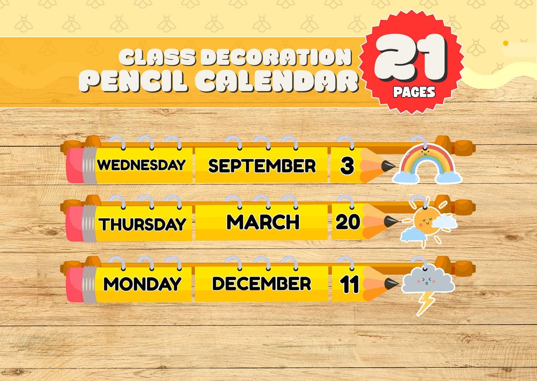 Pencil Flip Calendar Classroom Date Classroom Decoration Preschool ...
