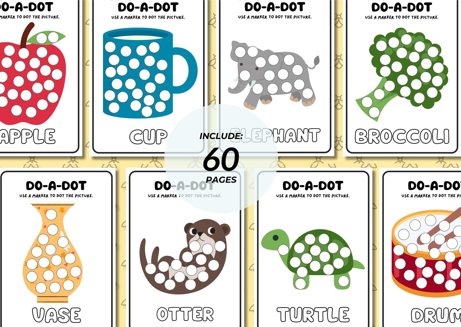 Alphabet Animal Fruits Object Dot Marker Worksheets Dot Marker ...