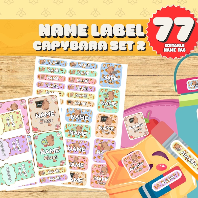 Capybara School Name Tags - Etsy