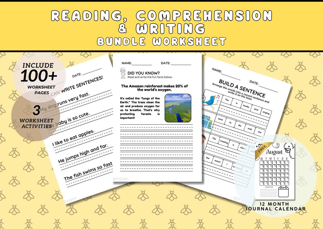Writing Bundle Worksheets, Printable Sentences Writing Practice ...