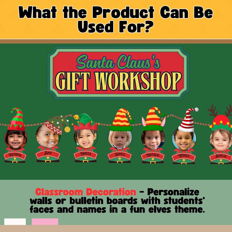 Christmas Bulletin Board Editable Canva Template Elves Classroom ...