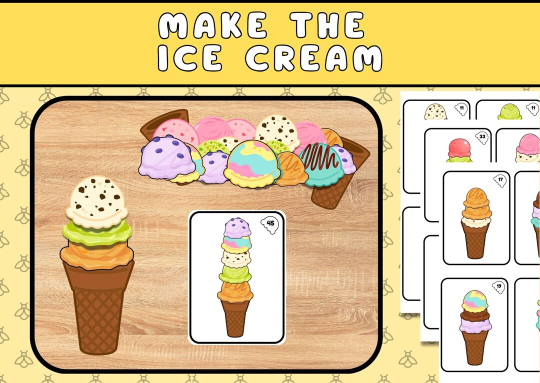 Ice Cream Builder Printable Activity, Fine Motor Skills, Preschool ...