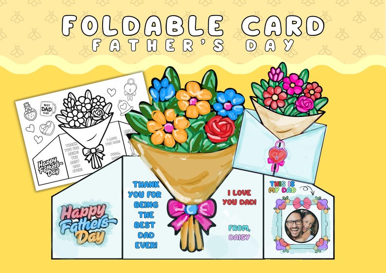Fathers Day Card Printable Foldable Fathers Day Colouring Cards Fathers ...