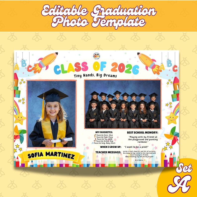 Preschool Graduation Photo Template Editable Canva Template 2026 ...