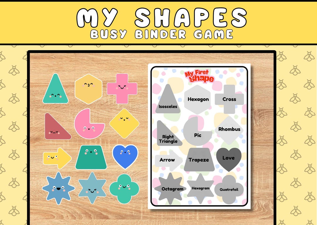 Shapes Matching Activity Busy Binder Book Page for Toddler, Preschool ...