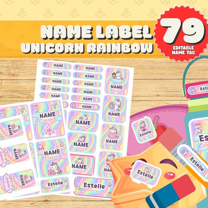Unicorn Name Bag Label - Etsy