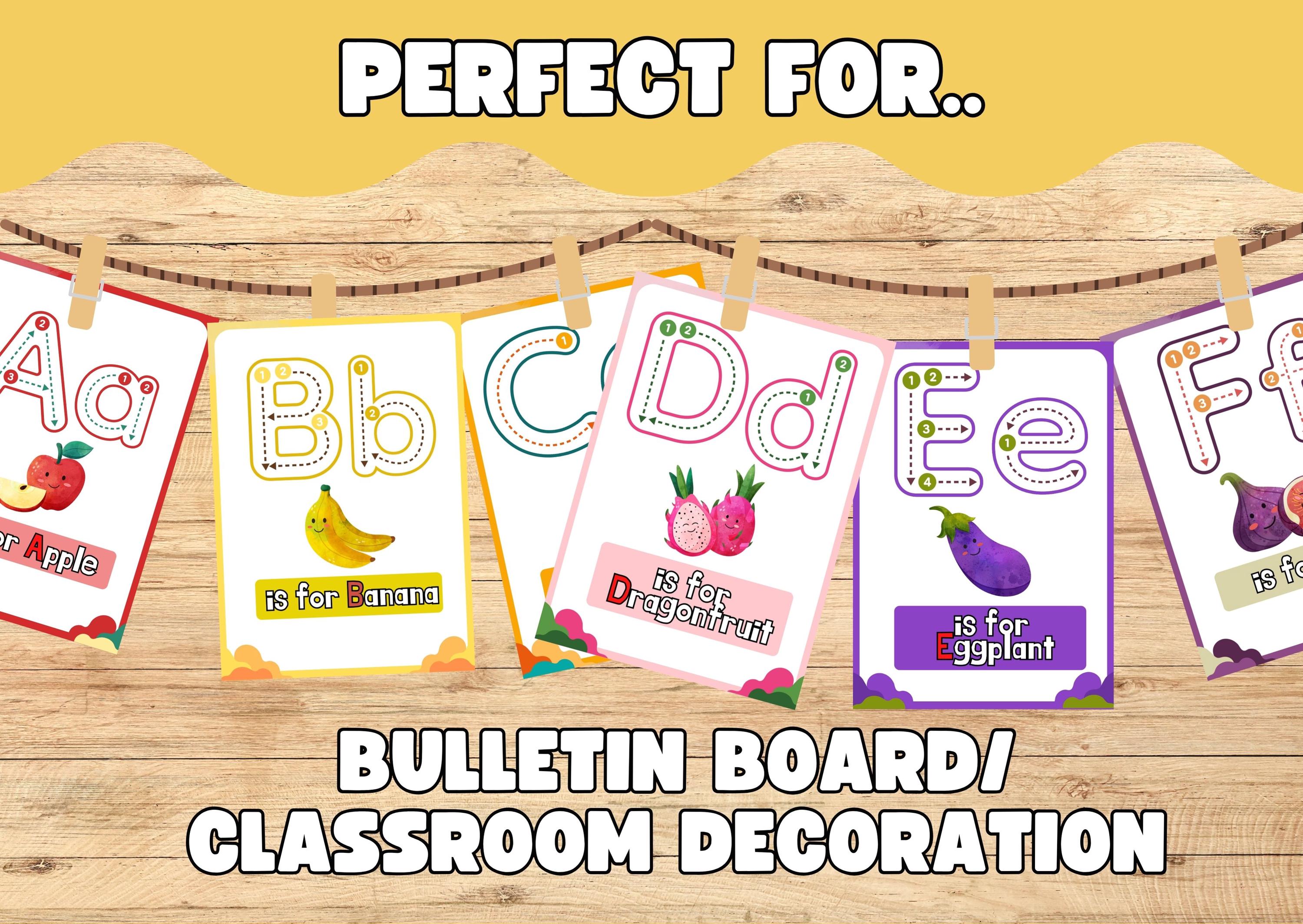 Alphabet Poster for Classroom Decoration Preschool Letter Flashcard ...