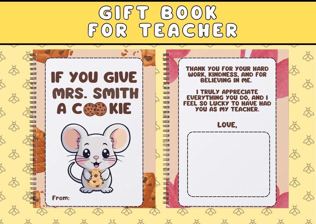 If You Give a Teacher a Cookie Gift Book Printable Editable in Canva ...