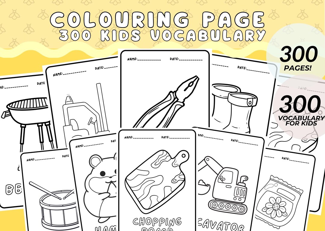 Easy Kids Coloring Book 300 Pages Bundle Vocabulary Builder Fun ...