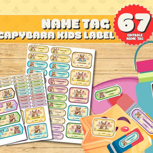 Capybara School Name Tags - Etsy