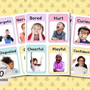 Kids Photo Emotions Flashcards, Printable Feelings Flash Cards, Real ...