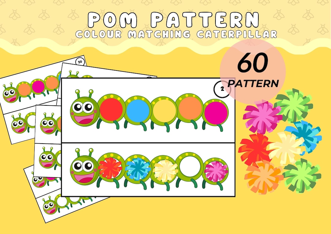 Pom Pattern Colour Matching Game Montessori Learning Toy Learning ...