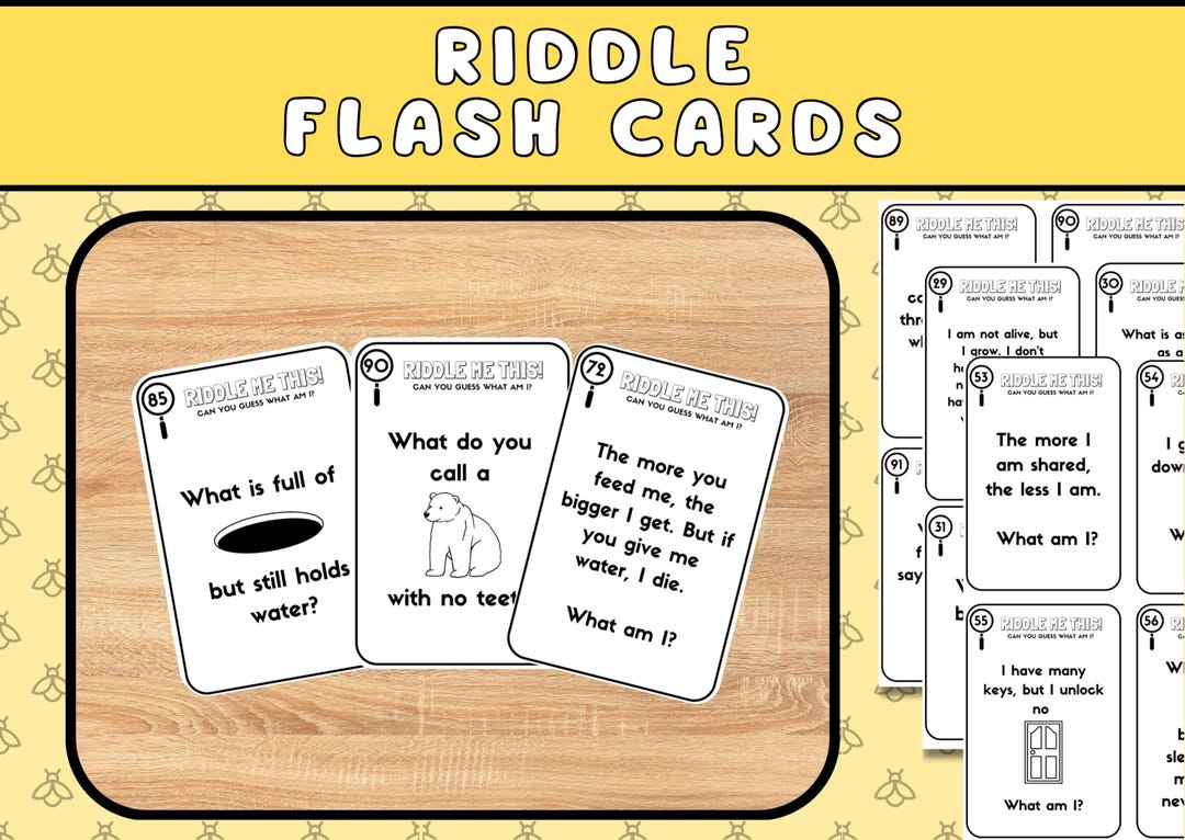 Riddle Flash Card Fun Game Flash Cards, Fun & Challenging Printable ...