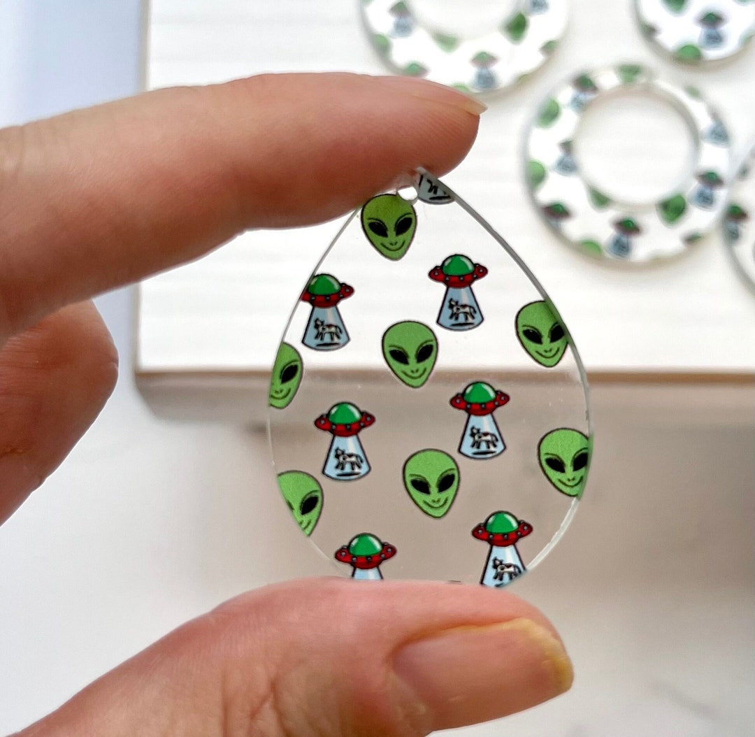 ALIEN UFO Pattern Acrylic Earring Blanks, Cute Earring Blanks, Earring ...