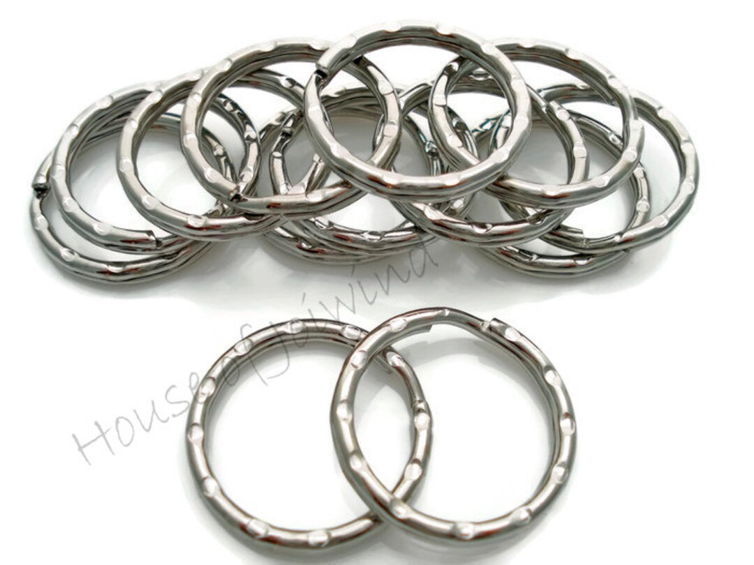 25 Pieces QUALITY 25mm / 1 Inch Hammered SPLIT KEY Rings for Keychains ...