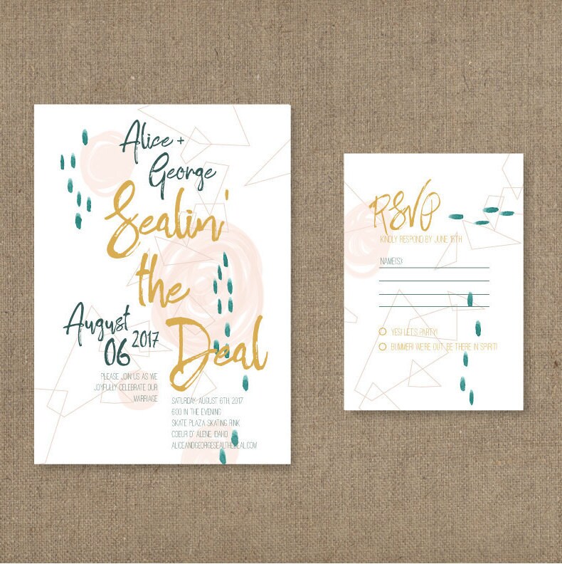 Modern Cheeky Wedding Invitation Suite: PRINT YOUR OWN Featuring a ...