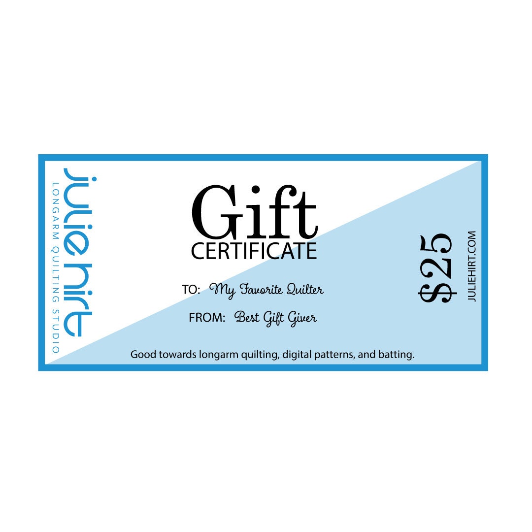 GIFT CERTIFICATE - Good for Longarm Quilting, Digital Patterns, Batting ...