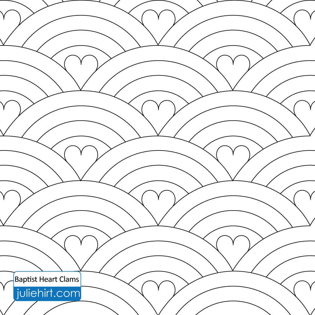 BAPTIST HEART FAN Clams - Longarm Quilting Digital Pattern for Edge to ...