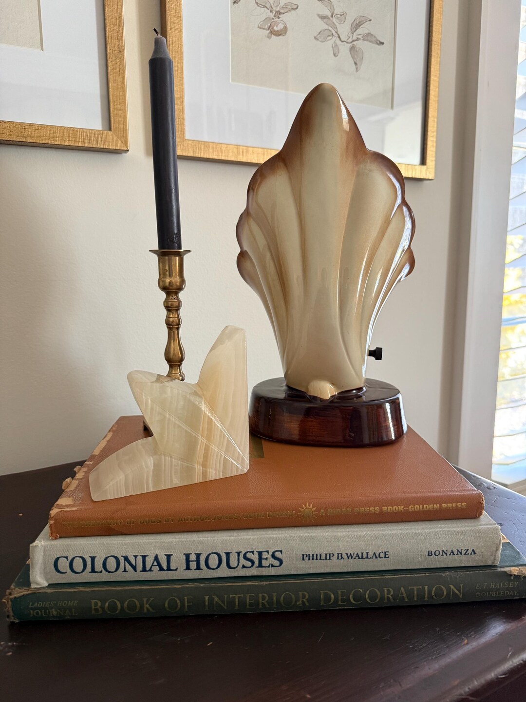 Art Deco Sea Shell TV Lamp - Cream & Brown - Etsy