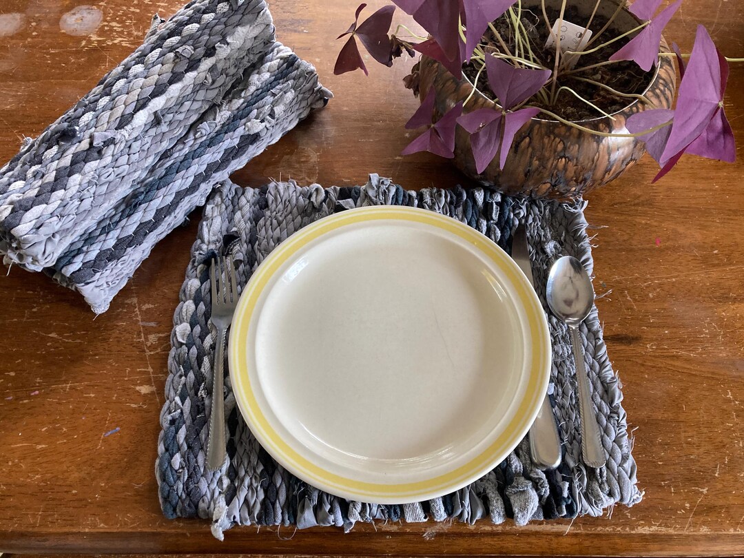 Rag Rug, Handwoven Placemats Created From Recycled T-shirt Yarn; Sold ...