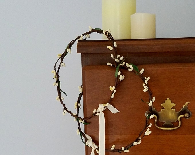 Greek Wedding Stefana Joined Flower Crowns White Ivory Gold Berries ...