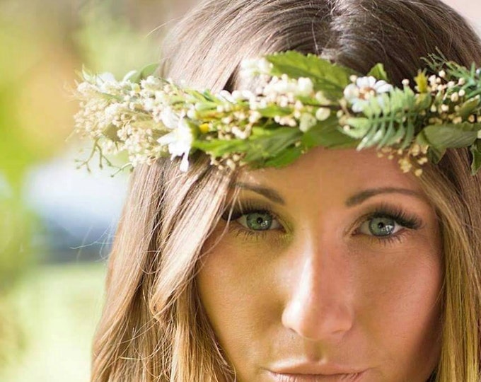Botanical Greenery Flower Crown Spring Headdress Bridal Flower - Etsy